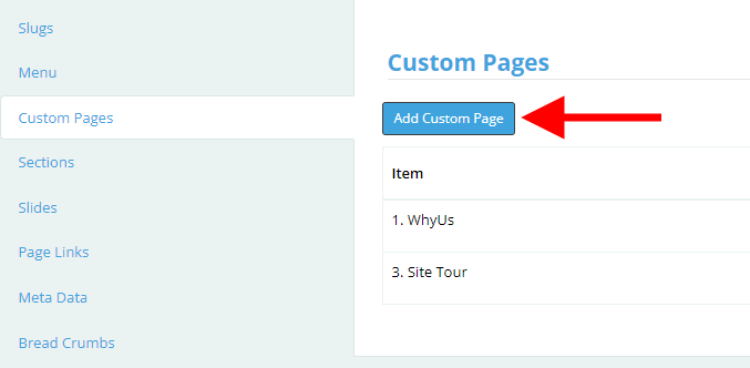 Website Editor | Custom Pages | Create a New Text Only Page – QuikStor