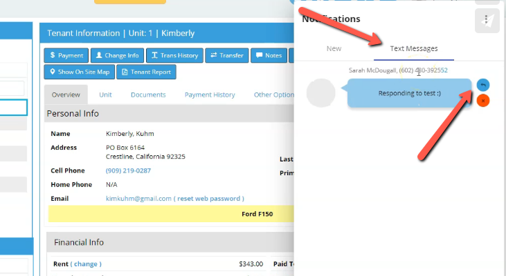 Viewing and Replying to Incoming Texts – QuikStor