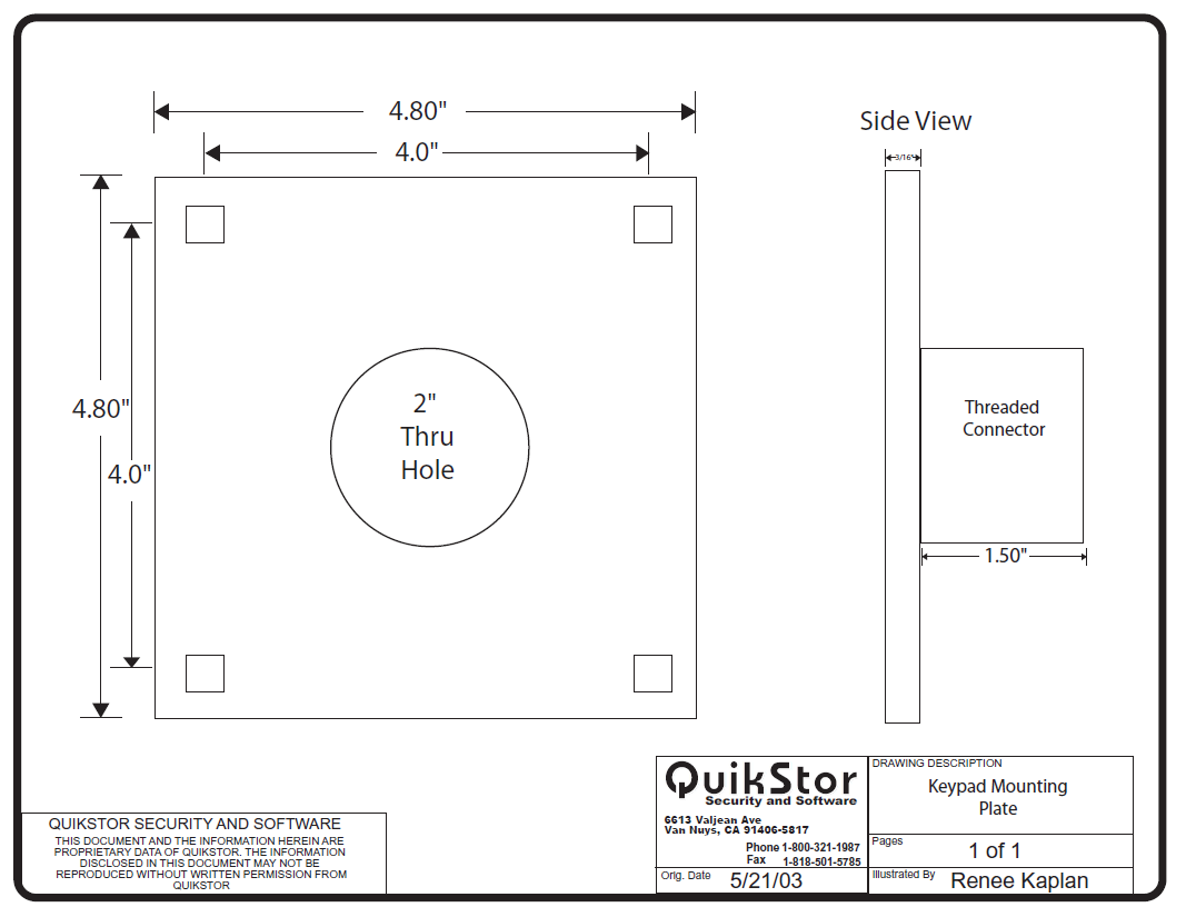 Keypad Mounting Plate – QuikStor